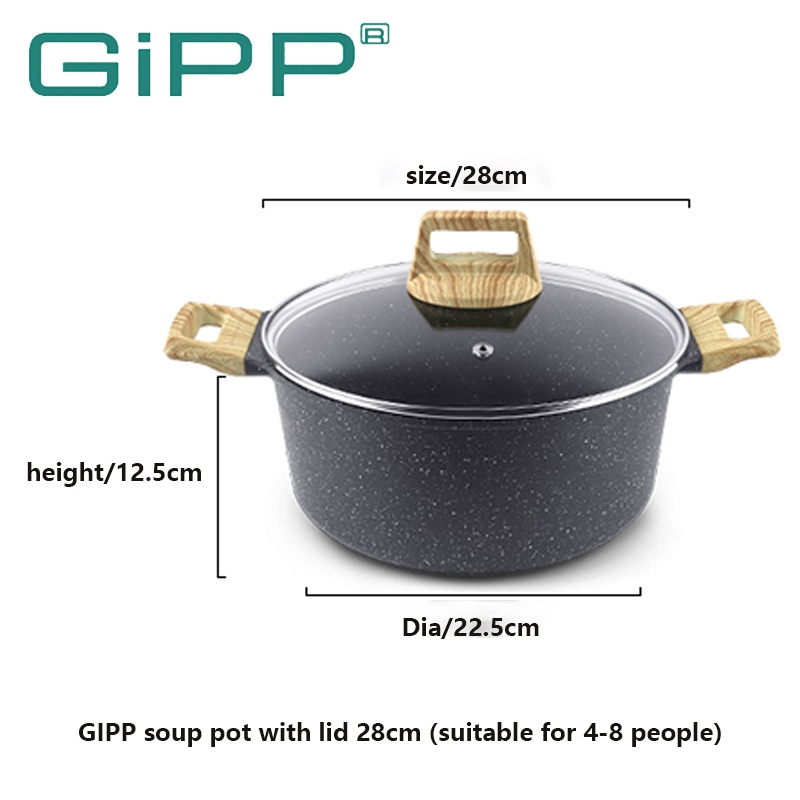 GIPP® Non-Stick Soup Pot Casserole With Cover PFOA-Free (24/28cm) | Shopee Malaysia