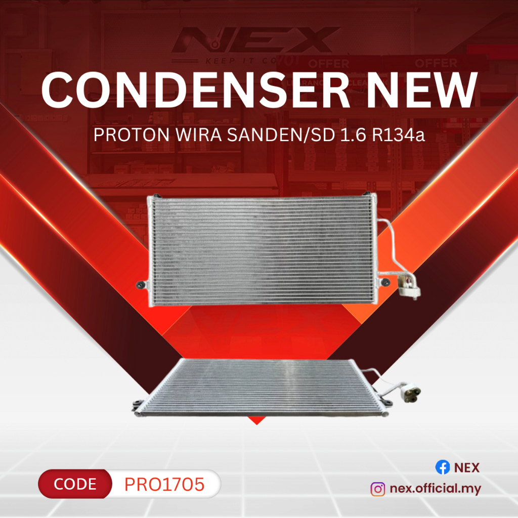 AIR COND CONDENSER NEW PROTON WIRA SD 1.6 R134a 16MM (SANDEN SYSTEM ...