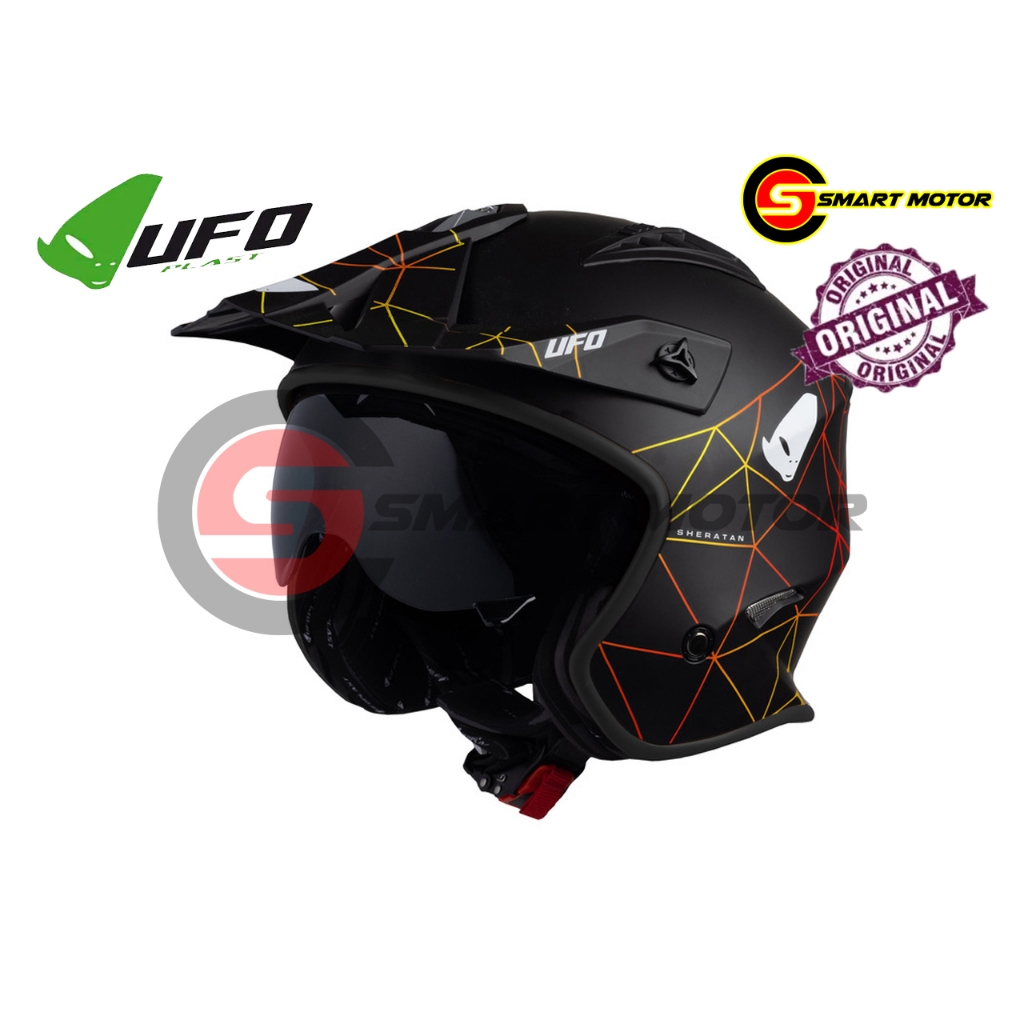 UFO Helmet Sheratan Black / Orange Motorcycle Scooter Urban Road Open ...