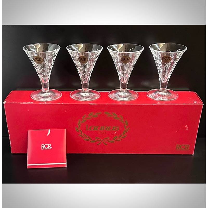 4 Pieces RCR Laurus 24% Pbo Crystal Cold Sake Glass in Original Box ...