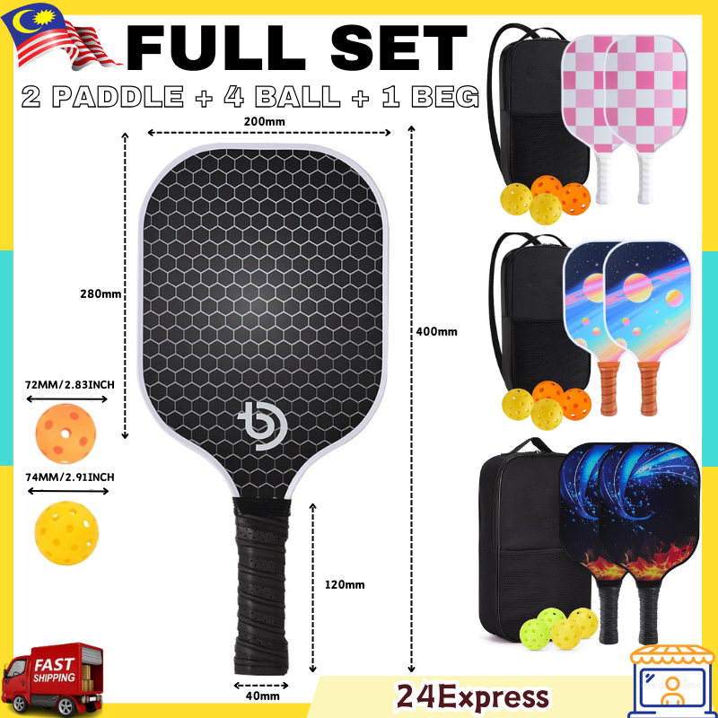 【Full Set】Pickleball Paddles Fiberglass Surface Pickleball Set ...