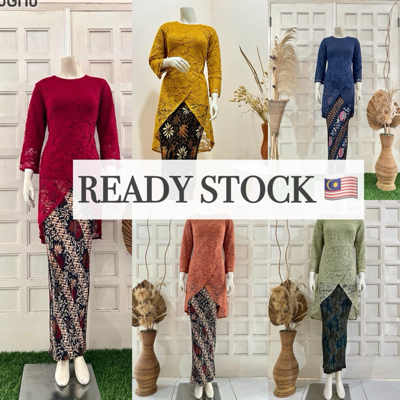 SET KEBAYA LABUH ALEA + KAIN BATIK PLEATED | Shopee Malaysia