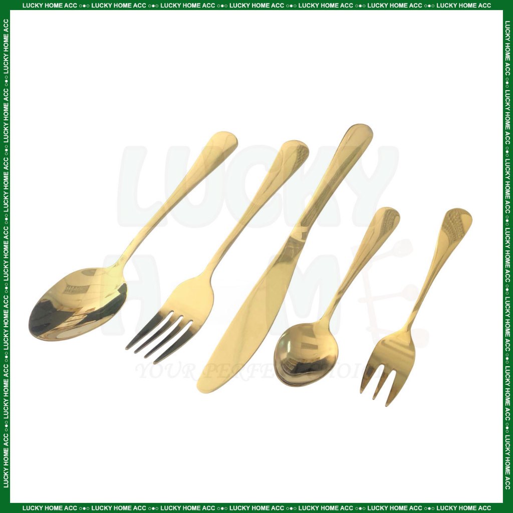 Ready Stock!!! Gold Dinnerware Tableware Set Stainless Steel Spoon and ...