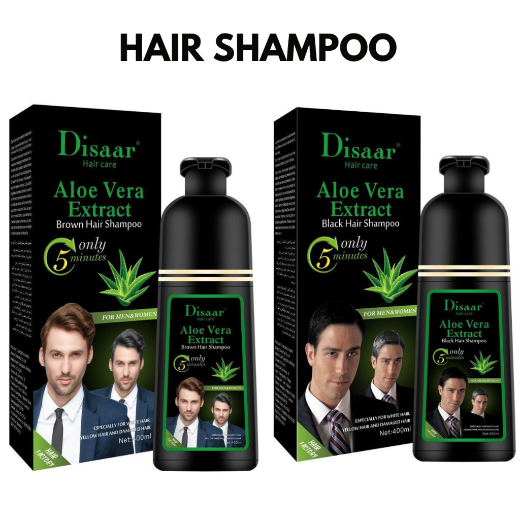 DISAAR ALOE VERA EXTRACT HAIR SHAMPOO BLACK AND BROWN 400ML | Shopee ...