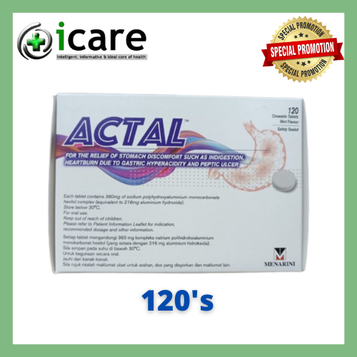 ACTAL ANTI-ACID CHEWABLE TABLETS 120'S ( EXP DATE : 01/2027 ) | Shopee ...