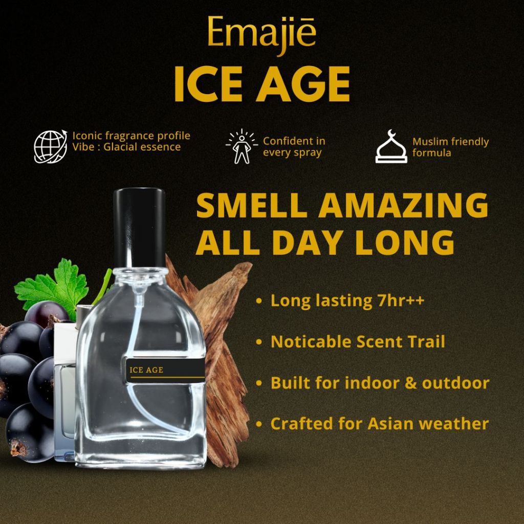 EMAJIE ICE AGE Perfume for Men 30ml Long Lasting Muslim Friendly ...