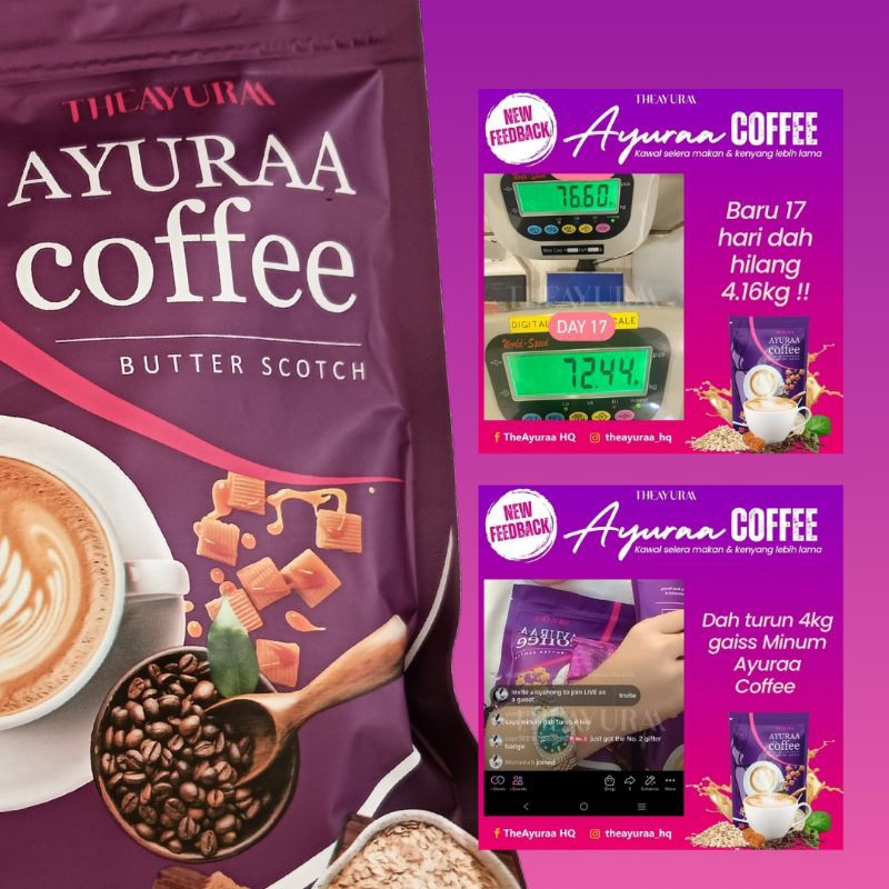 Ayuraa Coffee Butterscotch [Kopi Ayuraa Full Pack, Kopi Ayuraa, Kopi ...