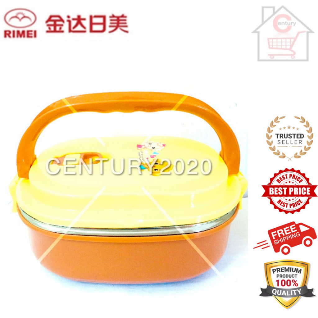 RIMEI Children Lunch Box Spoon 1 Layer Cuties Cartoon Design Painting ...
