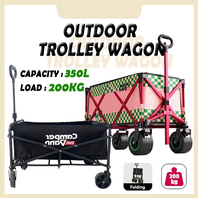 Outdoor wagon Trolley Wagon 150L Troli gerabak luar Foldable Cart Beach ...