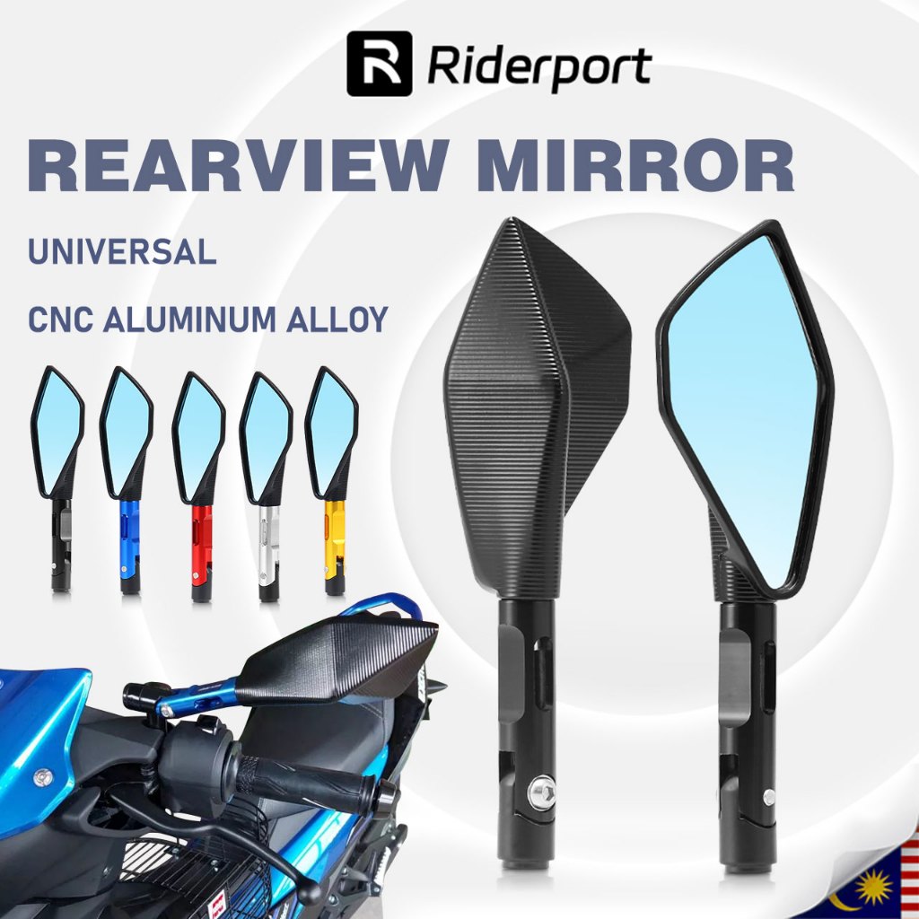 UNIVERSAL SIDE MIRROR RIJOMA CNC ALLOY MOTORCYCLE CERMIN SISI MOTOR ...