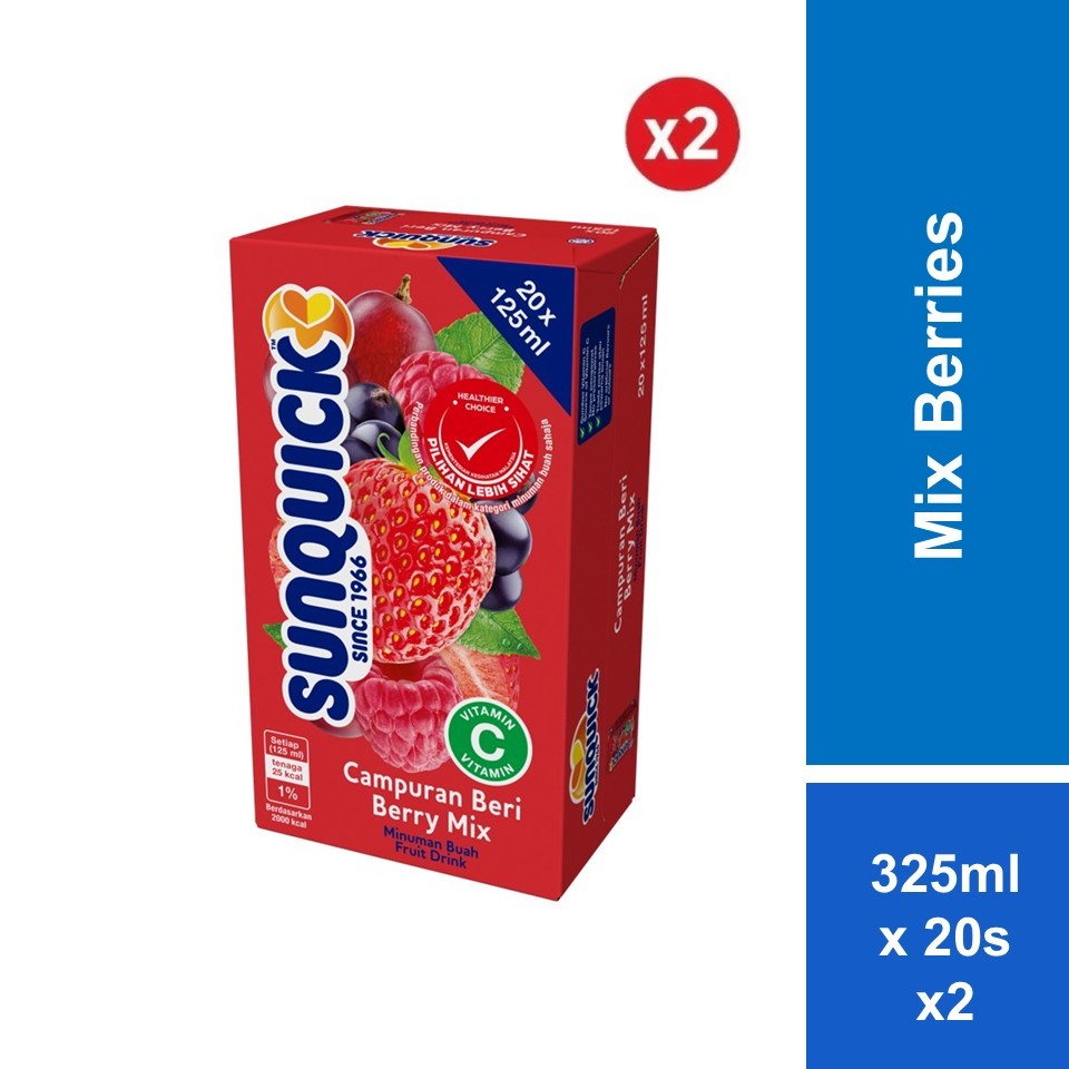 [Bundle of 2] Sunquick Fruit Drink Mixed Berries 125ml x 20s | Shopee ...