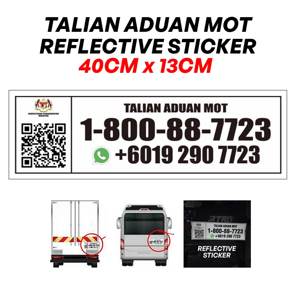 Pelekat Reflektif Talian Aduan MOT (Kementerian Pengangkutan Malaysia ...