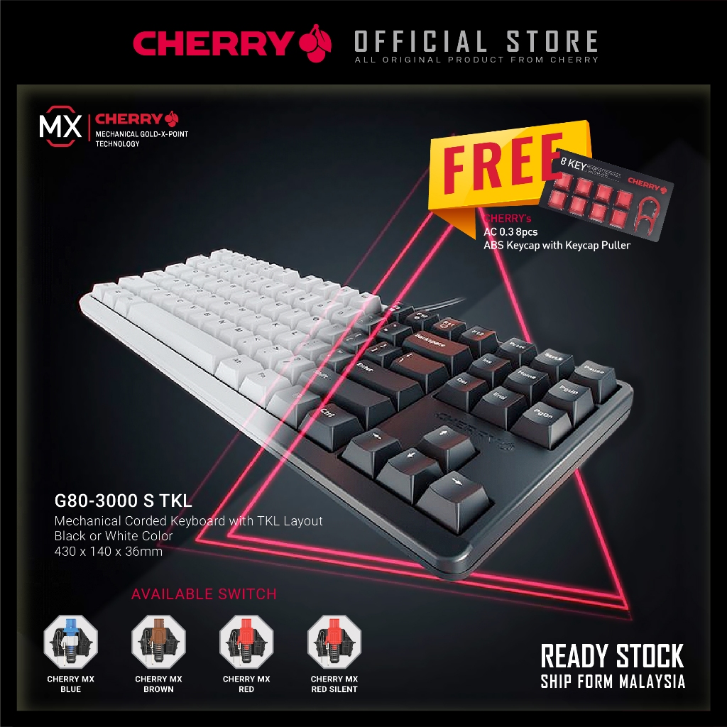 CHERRY G80-3000 S TKL Mechanical Corded Gaming Keyboard Non Backlit ...