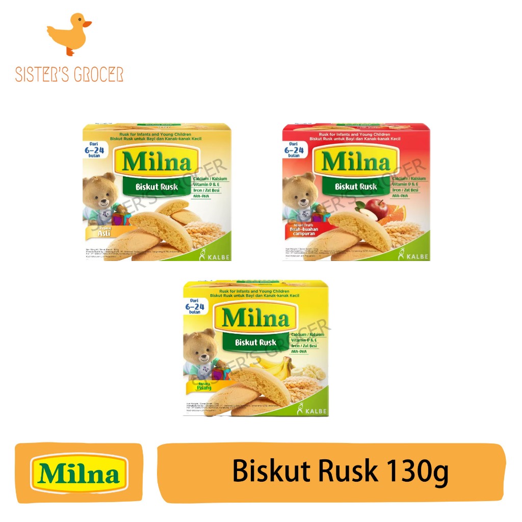 Milna Baby Biscuit Rusks 130g For 6-24m ( Original / Banana / Mixed ...