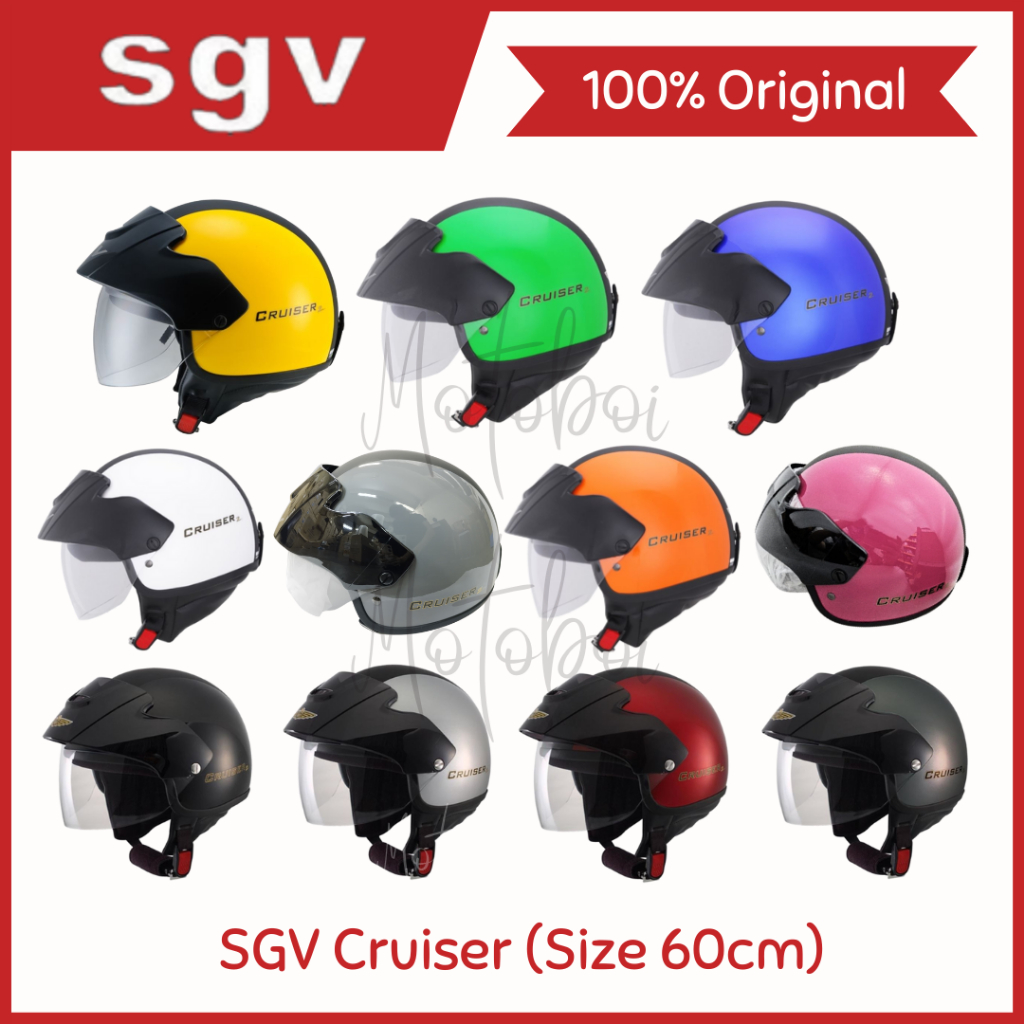 SGV Cruiser 2 100% Original Helmet Free Clear Visor Motor Helmet Topi ...