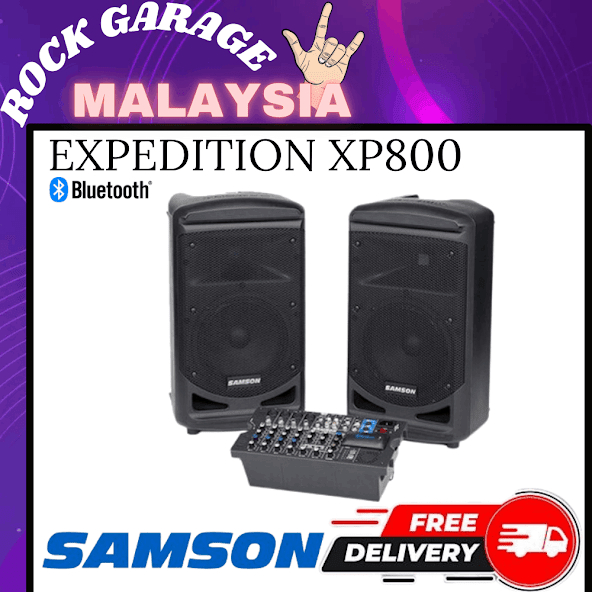 Samson Expedition XP800 8 Channel Mixer 800W 2 Way Speaker Portable PA ...