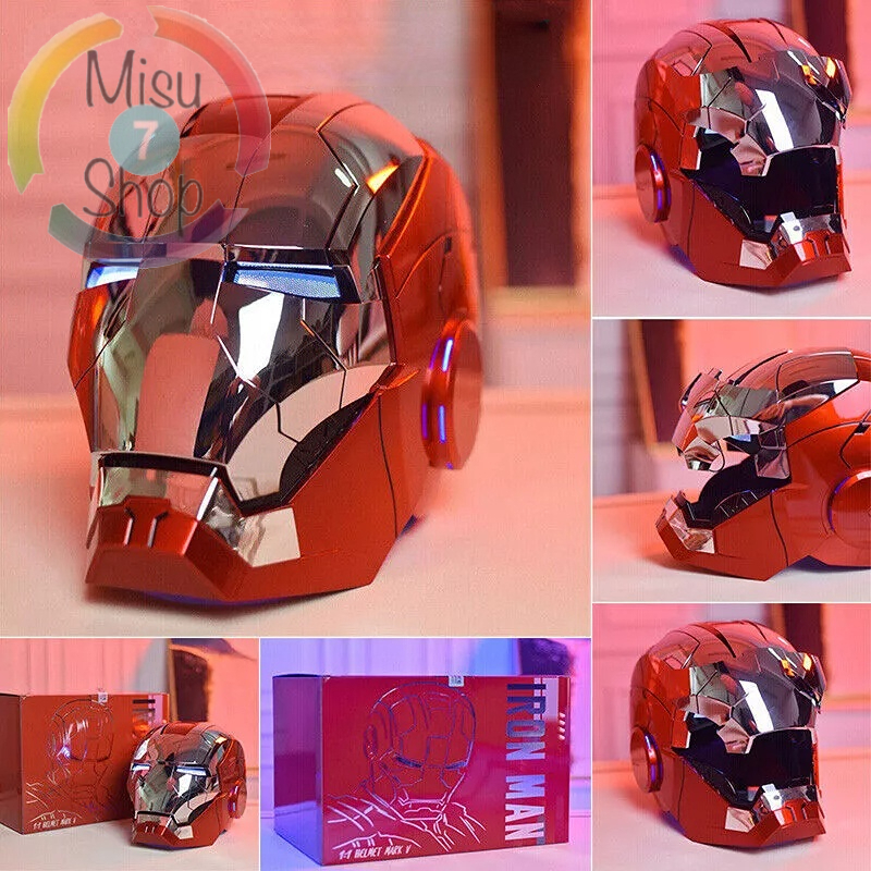 Glowing Iron Man Helmet 1:1 Mask Voice Control Wearable Autoking MK5 ...