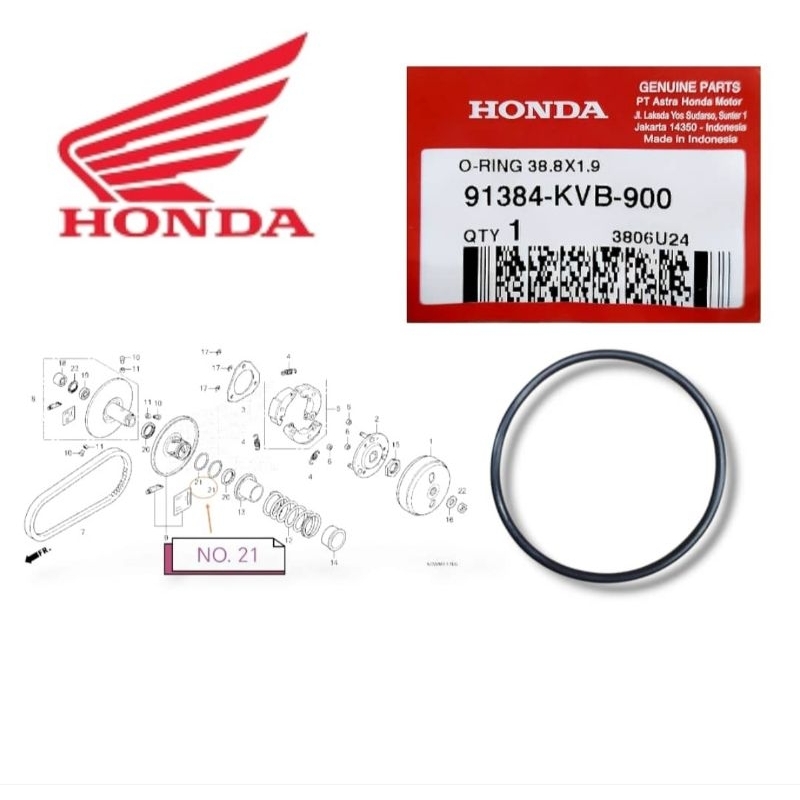 HONDA VARIO150 ADV150 PCX150 ADV160 VARIO160 VARIO125 PULLEY BETINA O-RING OIL SEAL ORIGINAL ...
