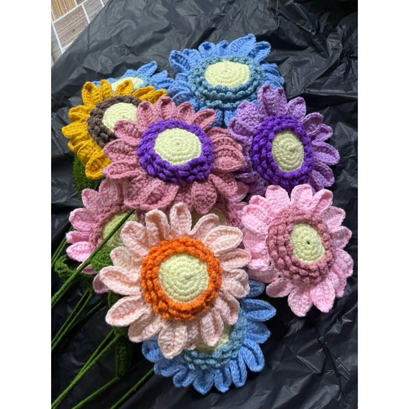 sun flower crochet/bunga kait/big flower | Shopee Malaysia
