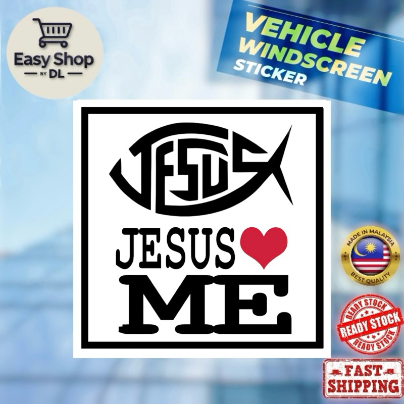 »JESUS LOVE ME»Windshield Sticker Tampal lekat dalam Cermin Kereta Car ...