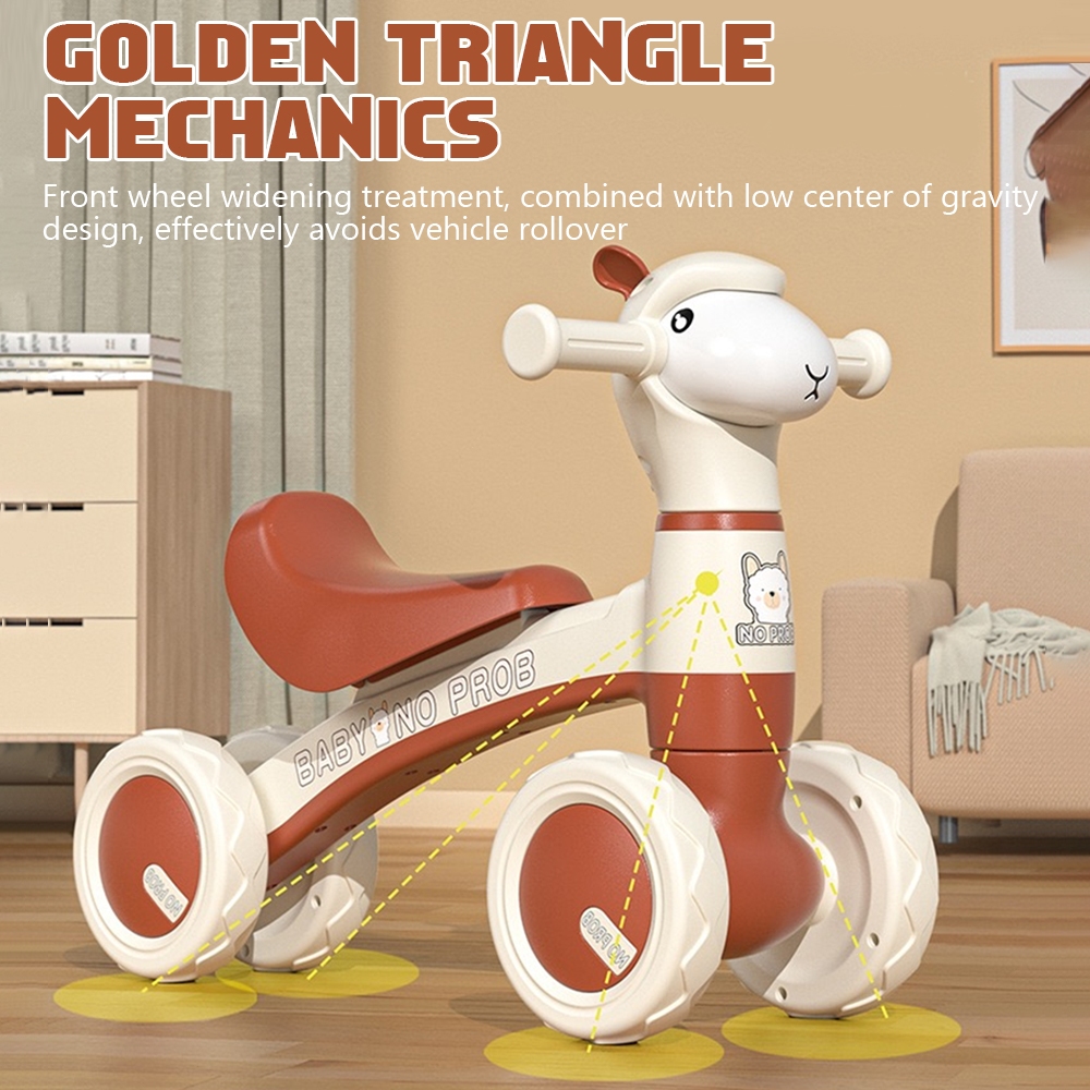 Cartoon Push Cart Baby Walker Balance Bike Children Walker 4 Wheelers ...