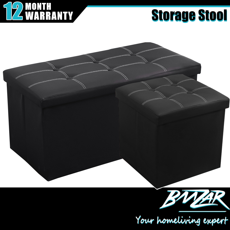 𝐁𝐌𝐙𝐀𝐑 2 In 1 Large Storage Stool PU Leather Waterproof Foldable Sofa ...