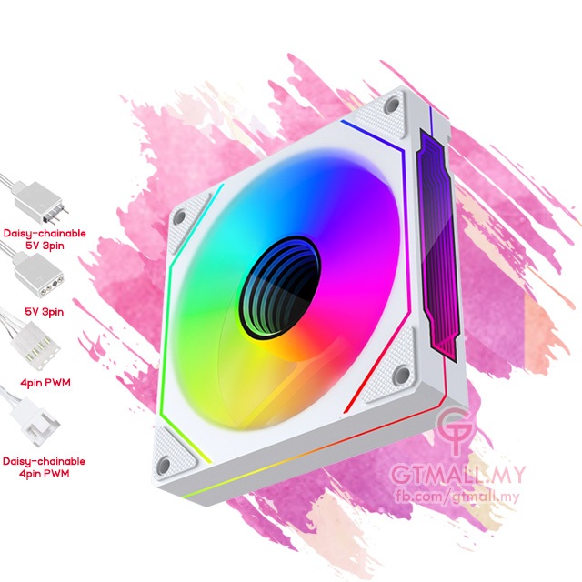 GSL Prism 4 Pro White 5V ARGB PWM 12CM Casing Fan Cooling Fan Support ...
