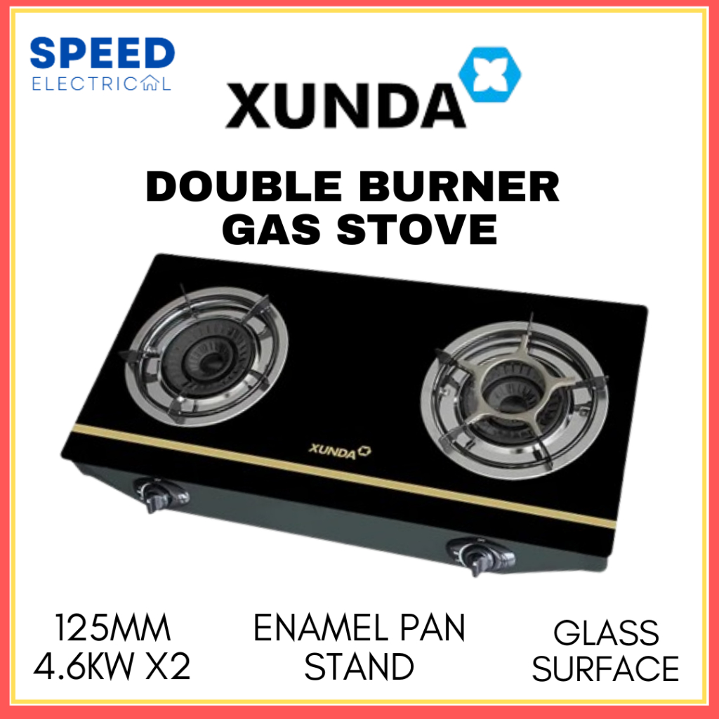 XUNDA DOUBLE BURNER GLASS TOP GAS STOVE 2-N5-M75 煤气炉 GAS COOKER DAPUR GAS KACA | Shopee Malaysia