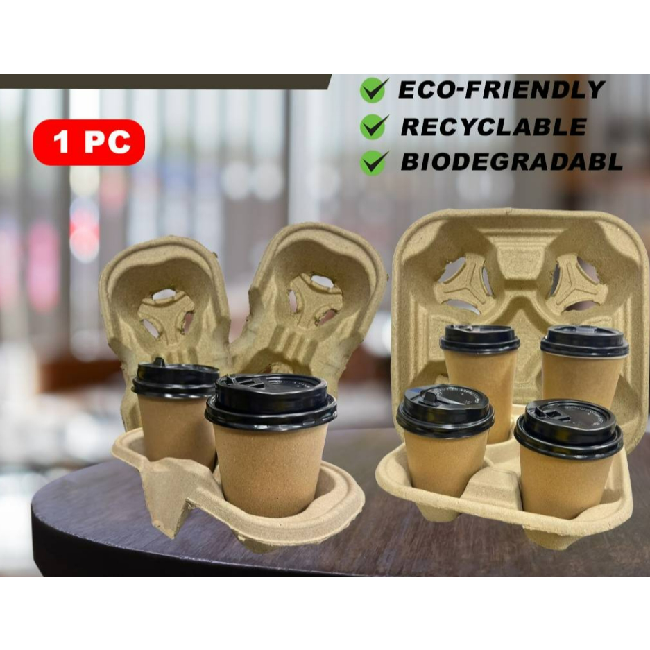 4-Cup Paper Cup Carrier/ Moulded Disposable Coffee Tray / Takeaway ...