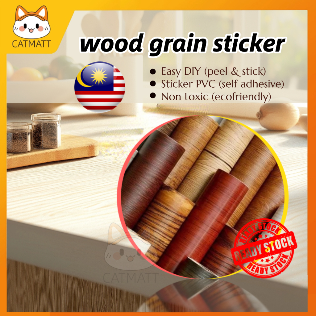 Kertas Dinding Tekstur Kayu 3D Pelekat Sendiri Perabot Kalis Air Meja ...