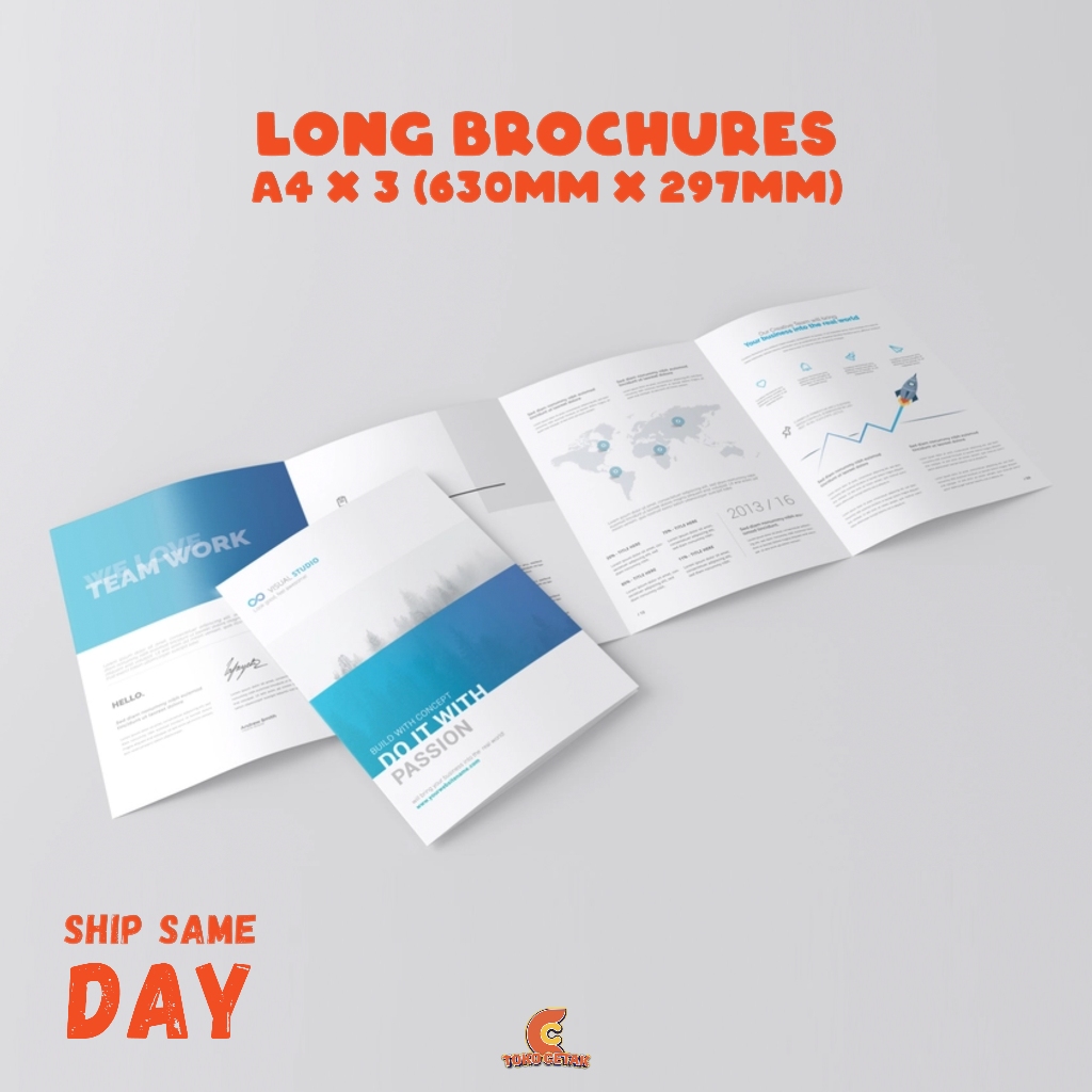[TYPE A] Long Brochures - 128gsm Art Paper - A4 x 3 (630mm x 297mm ...