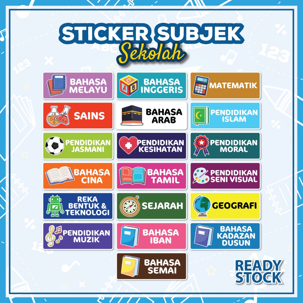 v2 STICKER LABEL SUBJEK SEKOLAH | Shopee Malaysia