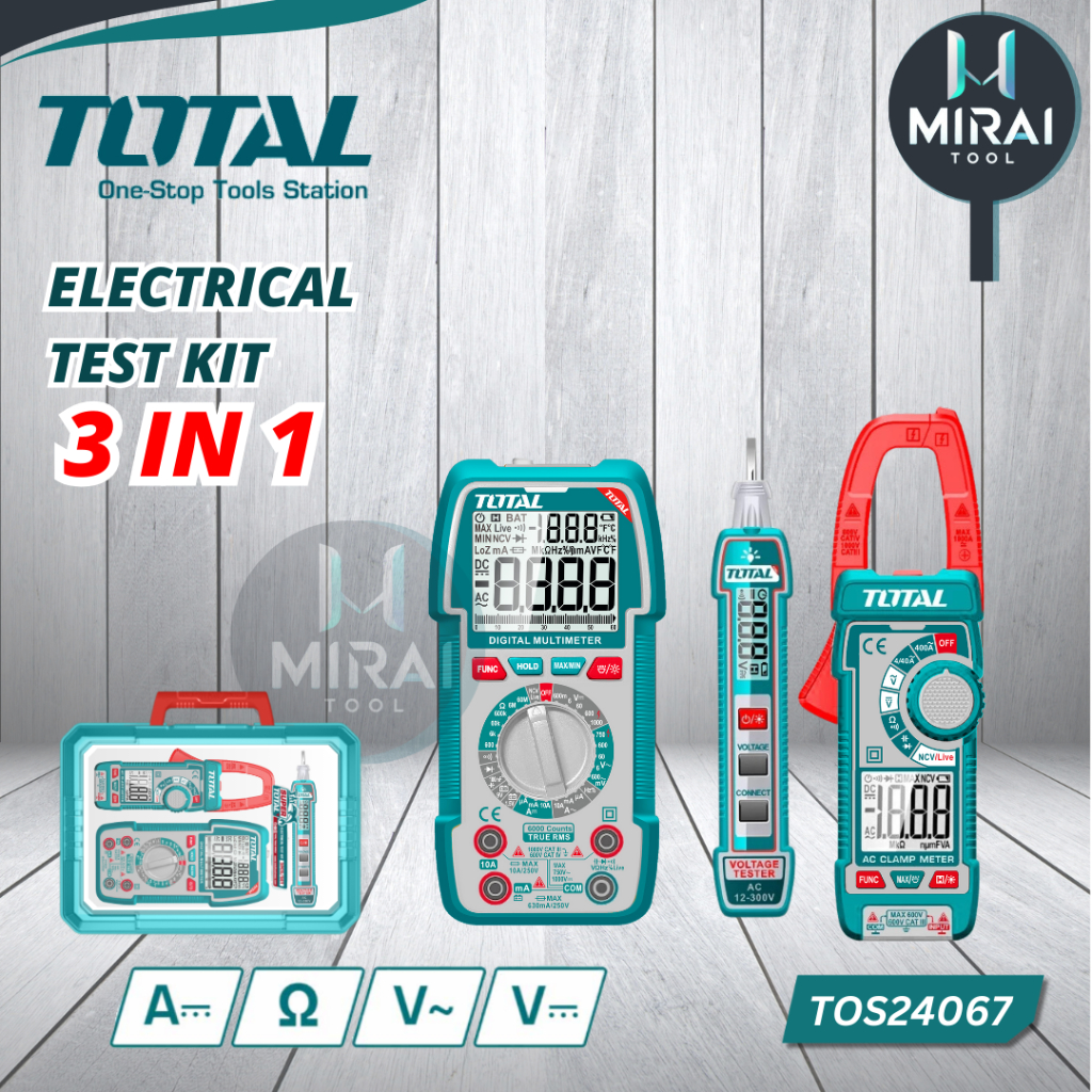 TOTAL TOS24067 3 Pcs Electrical Test Kit ( Digital Voltage Tester ...