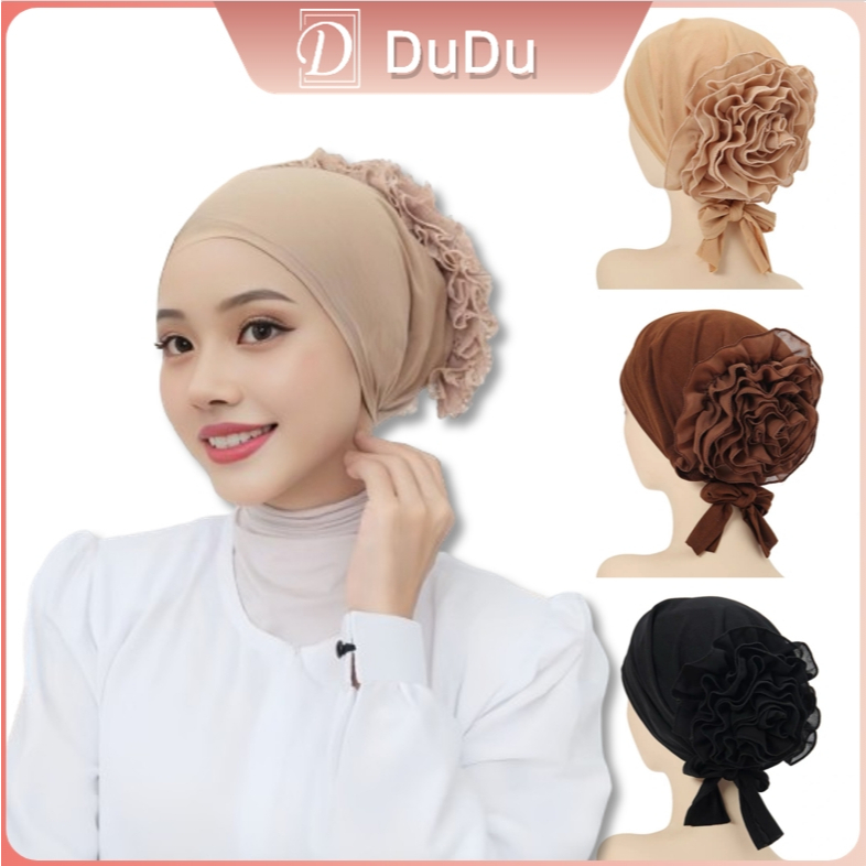 DuDu Inner Tudung Bunga Besar Lace Chiffon Muslimah Hijab Kain Lace ...