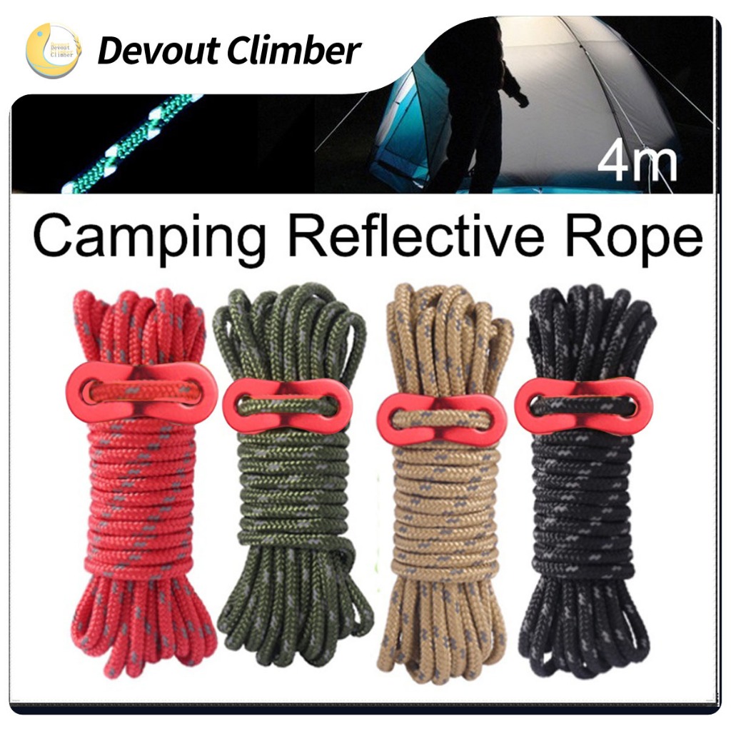 4M Reflective Paracord Wind Rope with Adjustable Buckle Camping ...