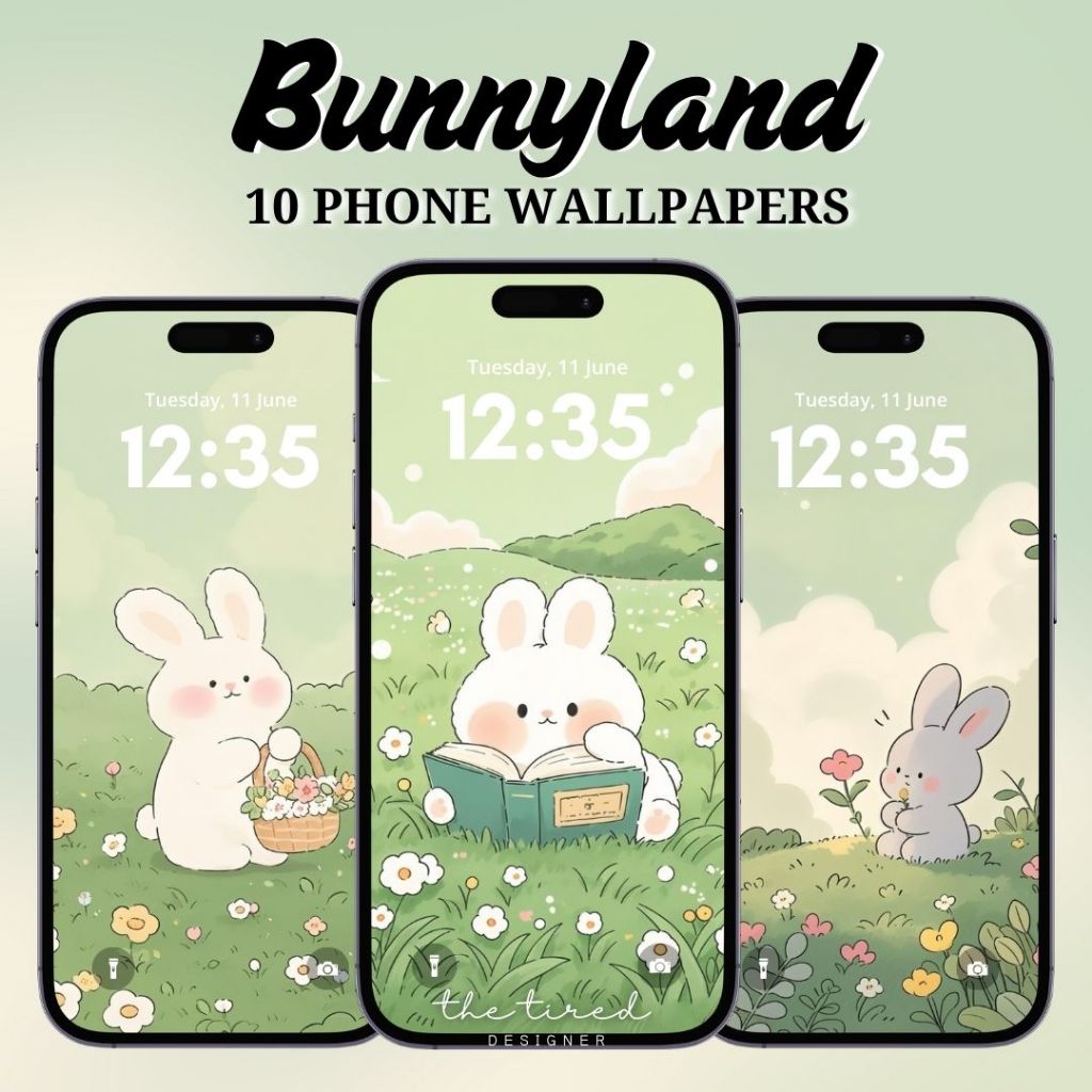Bunnyland 10 Wallpapers Aesthetic Homescreen Phone Lockscreen Digital ...
