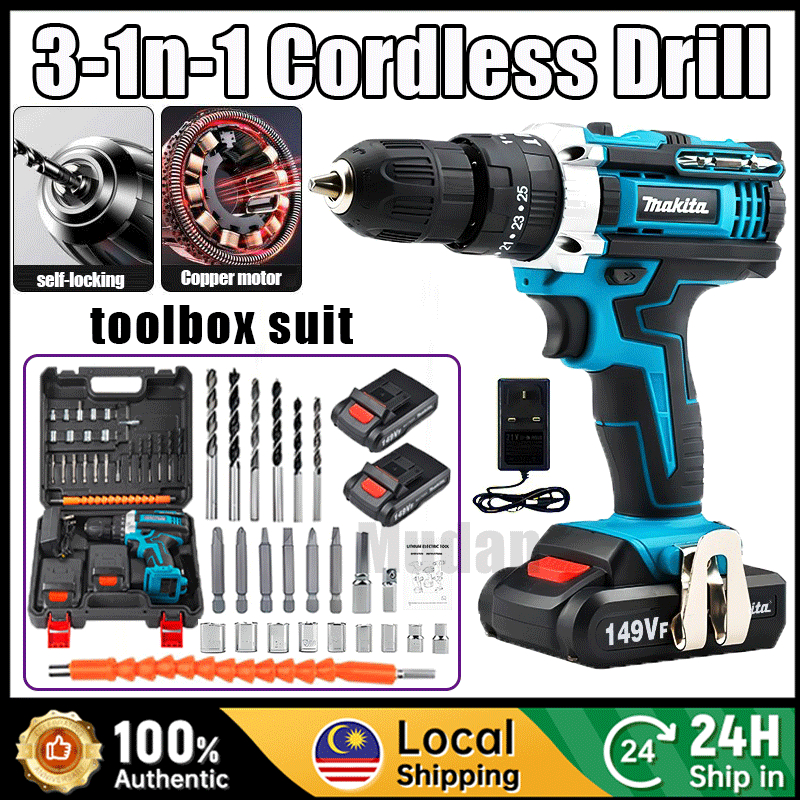 149V Cordless Electric Drill 3-in-1 Function High-power Screwdriver ...