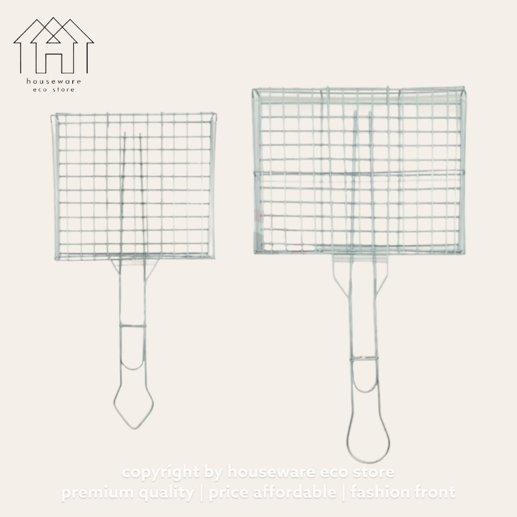 BBQ Mesh Grill Net Clip Jaring Pemanggang Bakar Ikan foldable BBQ ...