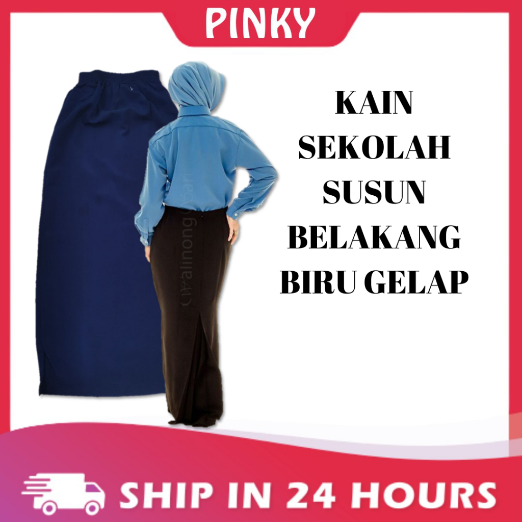 Kain Sekolah Susun Belakang Biru Size 36-46 Dexwin Licin Koshibo ...