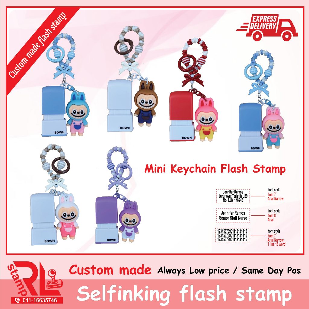 LABUBU Mini Cop Nama, Jururawat Chop, Nurse Chop, Rubber Stamp, Flash ...