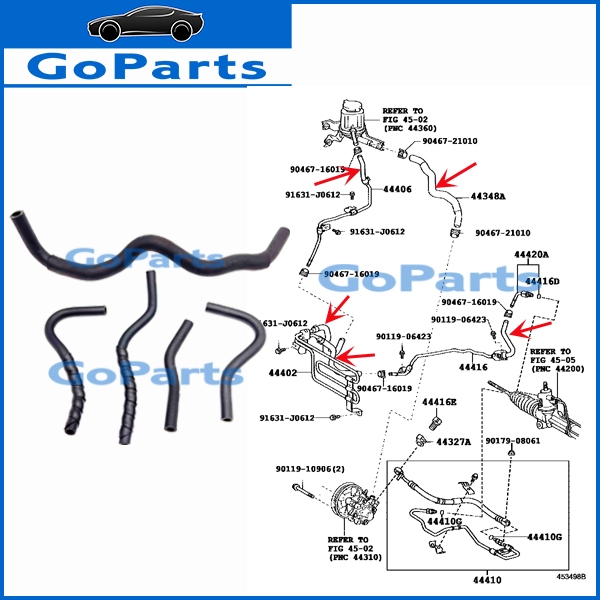 Power Steering Tank Hose Big & Small Toyota Harrier Acu30 Acu35 ...