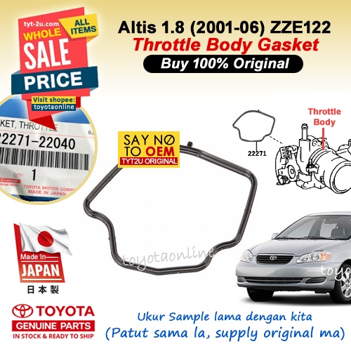 Altis 1.6/1.8 (2001-06) Throttle Body Gasket 22271-0D030 22271-22040 ...