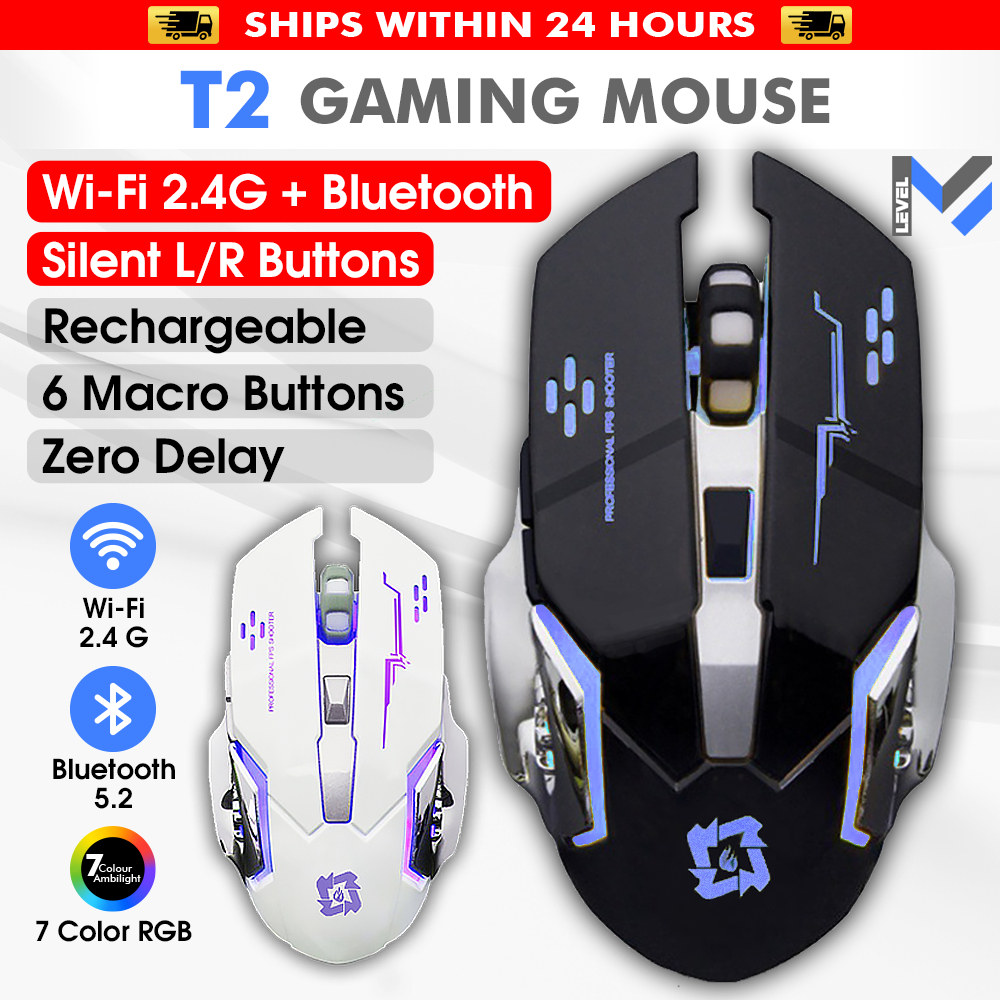 Mouse wireless mouse gaming rechargeable DUAL MODE WiFi + Bluetooth 6D ...