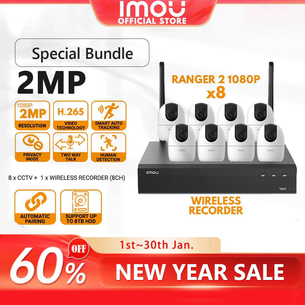 Imou 8 x Ranger 2 DK2 Ranger 2C 1080P NVR Wireless Recorder 8 Channel ...