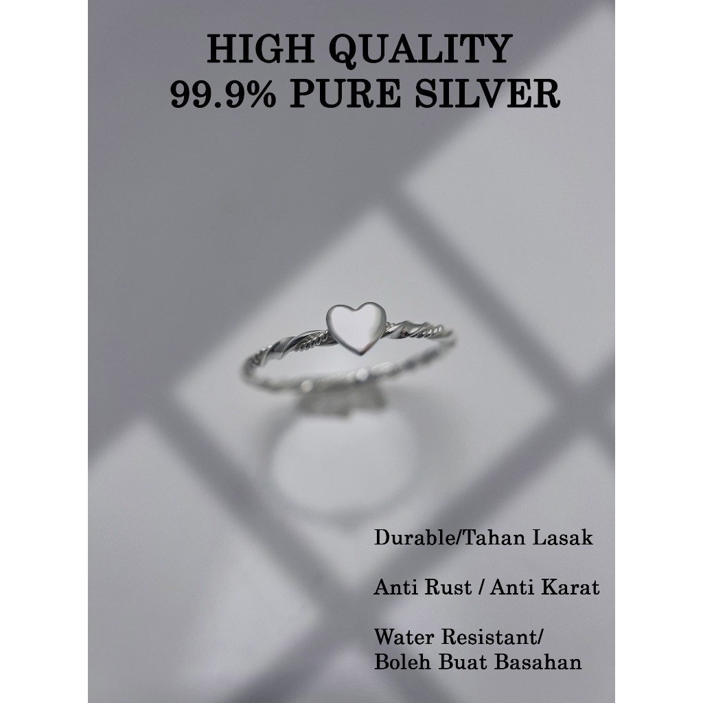 BEUNI HANDMADE PREMIUM 999 SILVER RING ANTIRUST NO ALLERGIC WATER PROOF WITH 999 MARK ORIGINAL ...