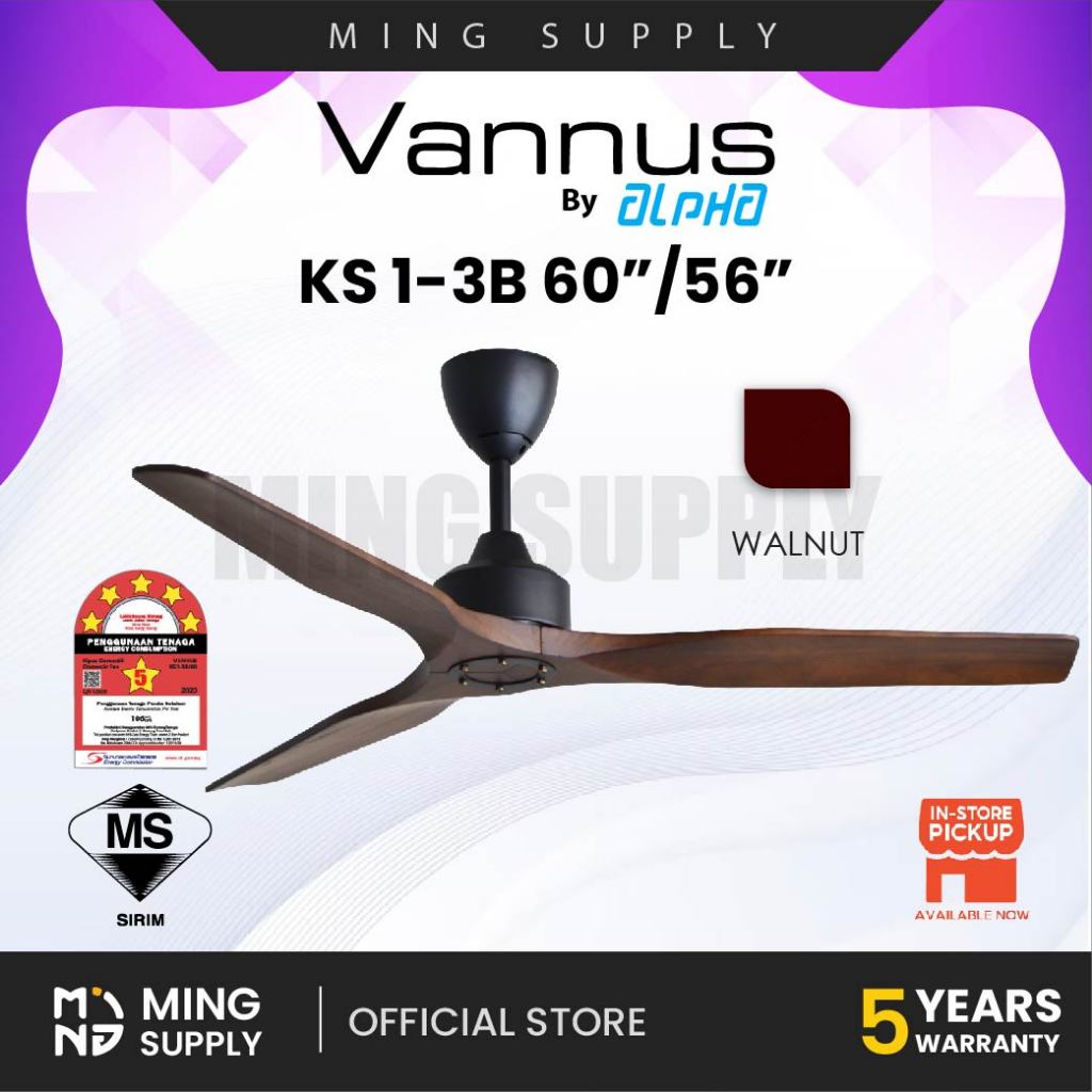 (Sirim) ALPHA VANNUS KS1 60" 56" Ceiling Fan Remote Control 6+6 Speed 5 ...