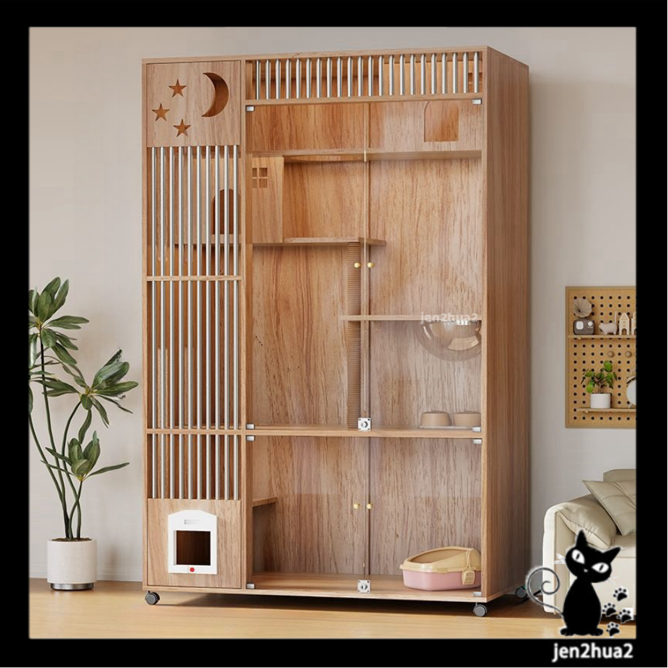 Solid wood cat villa cat house cat nest home cat cabinet cat space ...