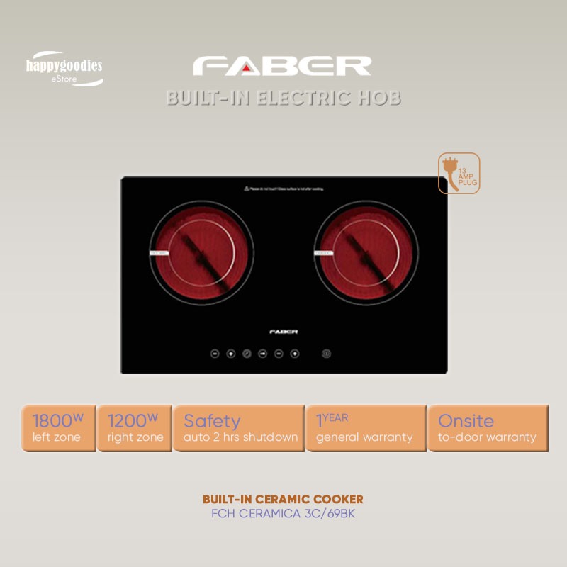 Faber Built-in Ceramic Electric Hob FCH-CERAMICA 3C/69BK | Shopee Malaysia