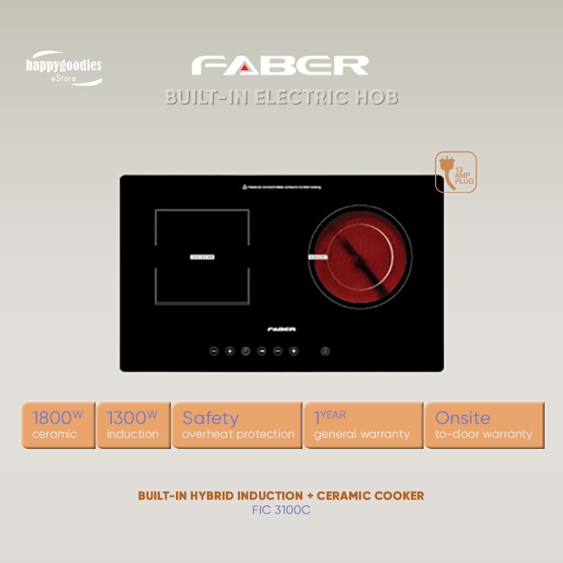 Faber Built-in Hybrid Induction+Ceramic 2-in-1 Electric Hob FIC 3100C ...