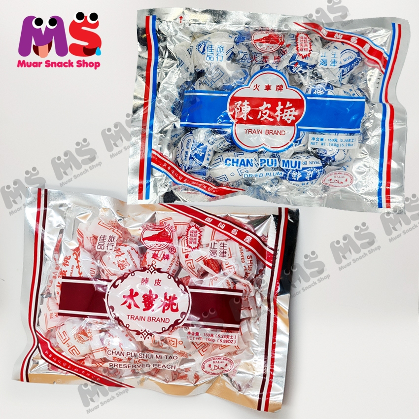 TRAIN 150g Preserved Peach/ Dried Plum/ Chan Pui Shui Mi Tao/Chan Pui ...